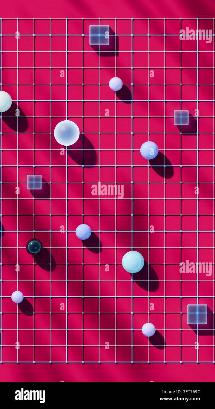 Abstract Data Grid with Geometric Spheres 3D Render Stock Video Footage ...