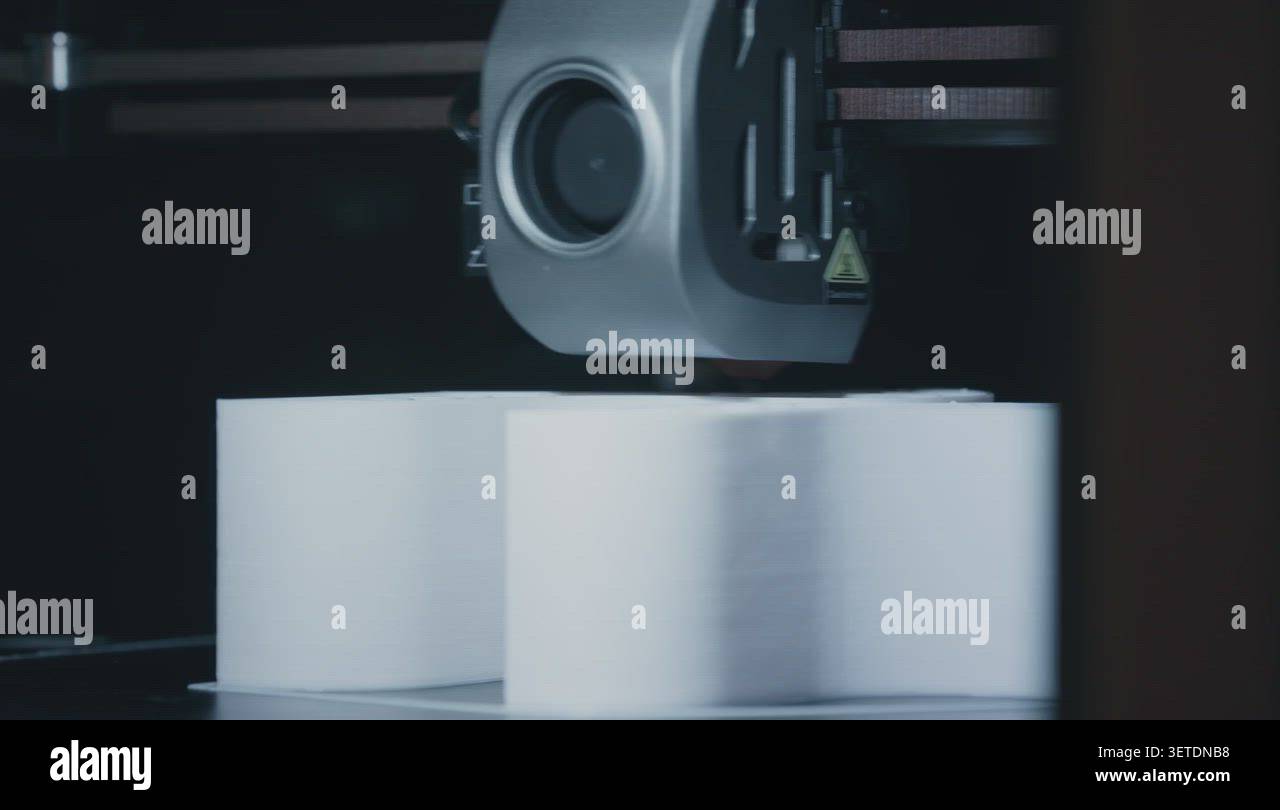 3D Printer Builds Object Layer by Layer in Workshop Stock Video Footage ...