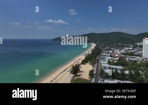 Amazing aerial landscape of karon beach in phuket, thailand, showing ...