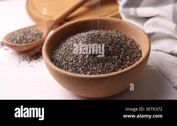 chia seeds on a light background. Useful supplements, super food ...
