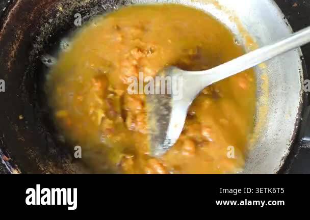 Boiling sweet potatoes in pan, indoor Chiangmai Thailand Stock Video ...