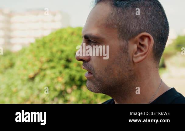 profile of a man speaking loudly Stock Video Footage - Alamy