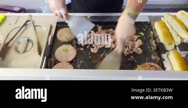 Hands Preparing a Traditional Chilean Chacarero Sandwich (churrasco) at ...