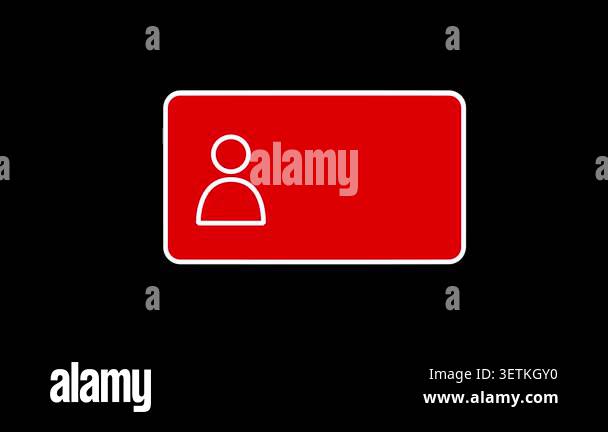 Digital identity card animation with user profile and data lines. Red ...