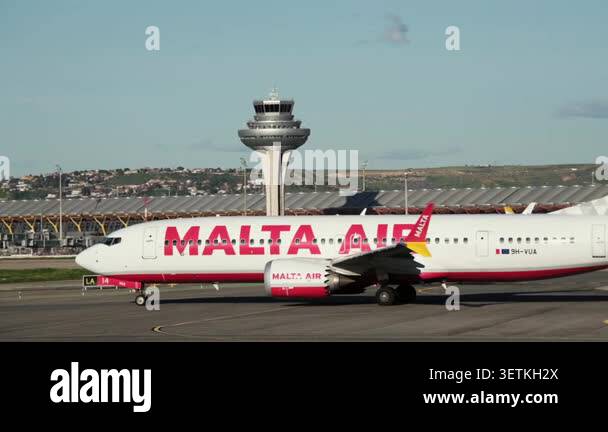 Madrid, Spain - February 12, 2024: Big passenger Boeing 737 MAX 8-200 ...