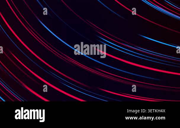 Glowing red and blue lines moving up animation thorugh a dark space ...