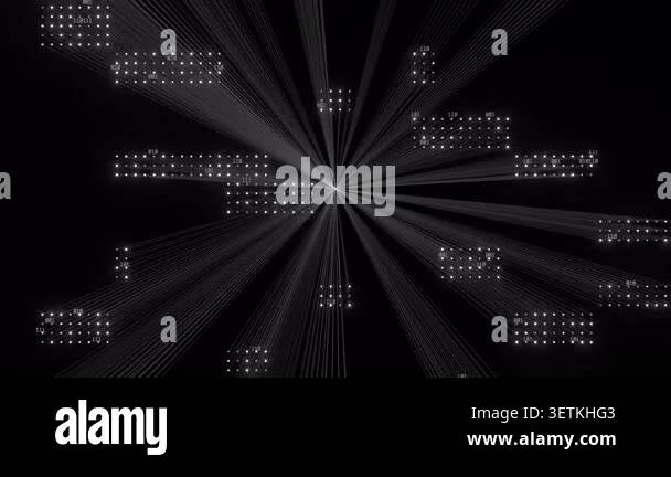 Big data background with binary numbers, glowing dots, and perspective ...