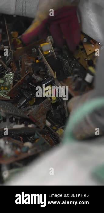 Gloved Hands Sorting Circuit Boards Worker Manually Selects Components ...