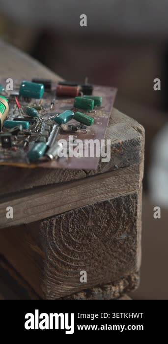 Electronic Component Boards Arranged On Wooden Pallet, Visible ...