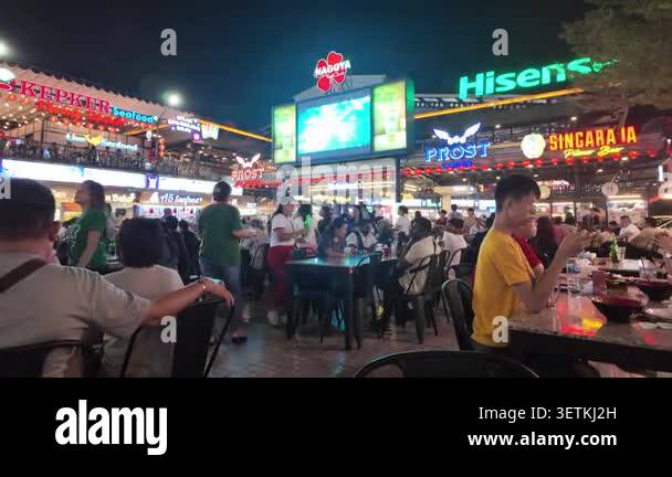 batam, Indonesia - 13/02/2026: night Scene at the nagoya Food court ...