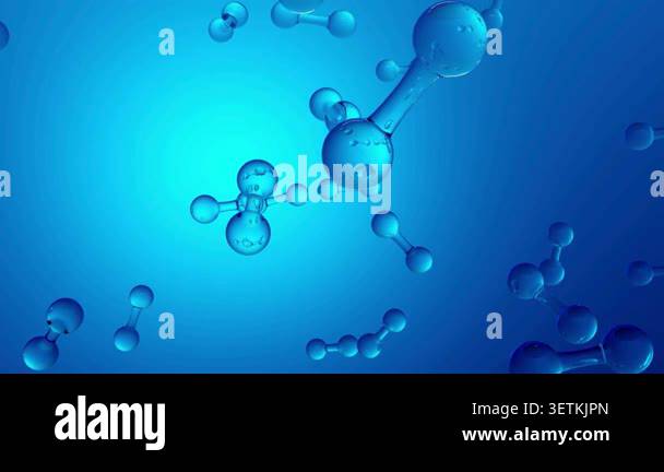 Blue molecular structure model on gradient blue background for science ...