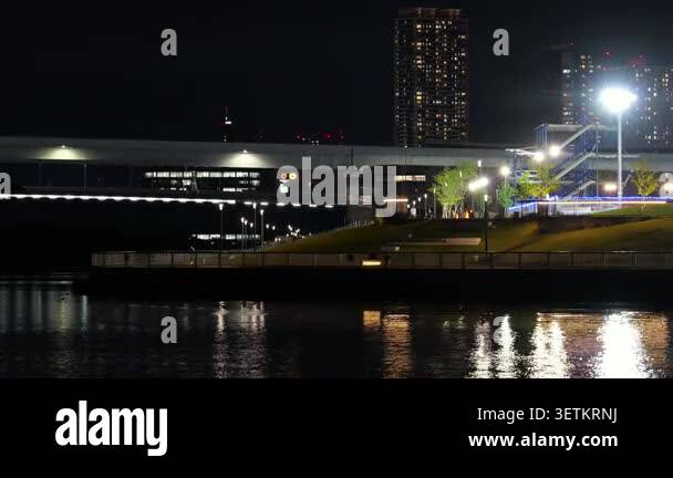 Ariake Shinsui Seaside Park, Tokyo Night May 2026 Stock Video Footage ...