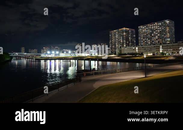 Ariake Shinsui Seaside Park, Tokyo Night May 2026 Stock Video Footage ...