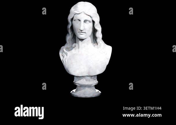 Historical Sculpture of Bust of a Barbarian Woman Black Background ...