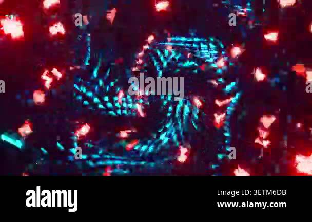Dark futuristic vortex loop animation with swirling metallic tiles and ...