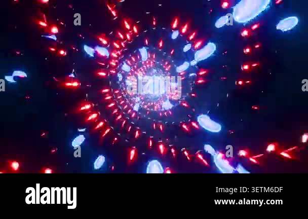 Futuristic abstract loop animation of a swirling tunnel composed of ...