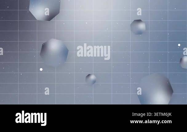 Abstract Geometric Motion Background Featuring Floating Metallic Silver ...