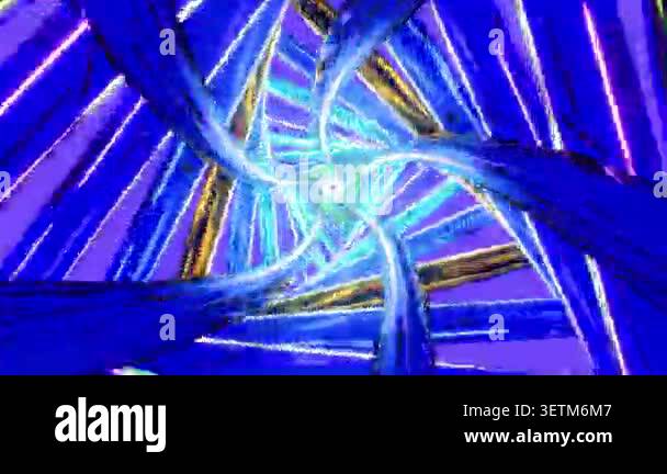 Immersive loop of a futuristic flight down a triangular tunnel with ...