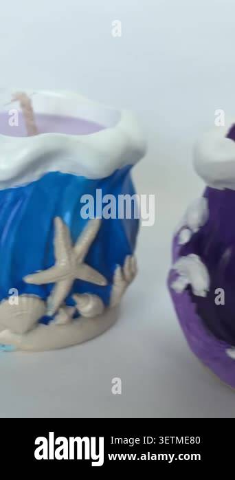 Handmade Marine Gypsum Candle Collection with Sea Waves Shells and ...