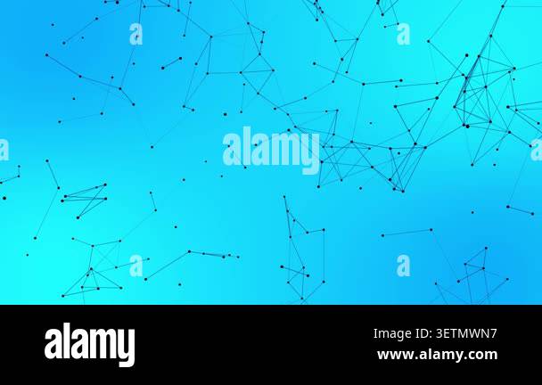 Abstract plexus network lines and dots floating on a bright blue ...