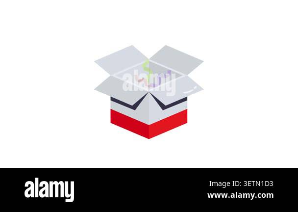 An editable 3d style animated icon of open birthday surprise box Stock ...