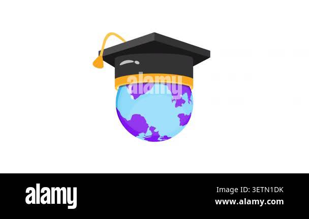 A captivating 2d animated icon representing global education initiative ...