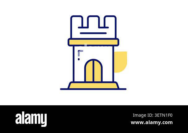 animated icon of castle tower in trendy style, ready to use vector ...