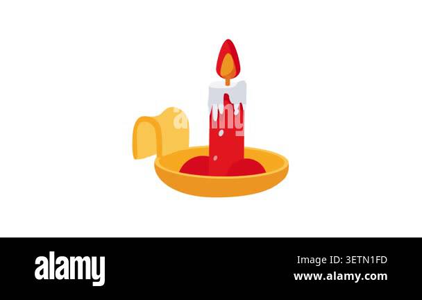 Ready to use 3d style animated icon showing burning decorative candle ...