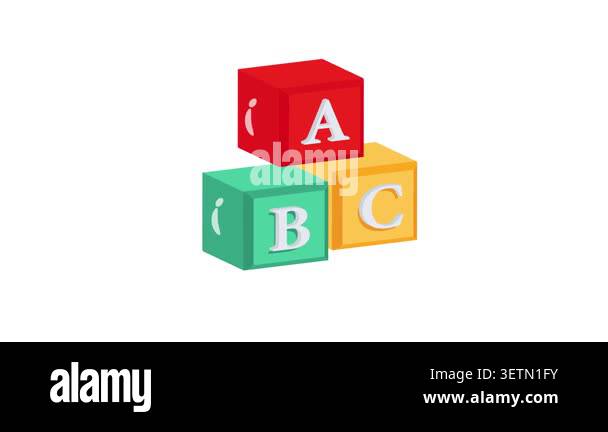Well designed 2d style animated icon of colorful educational blocks ...
