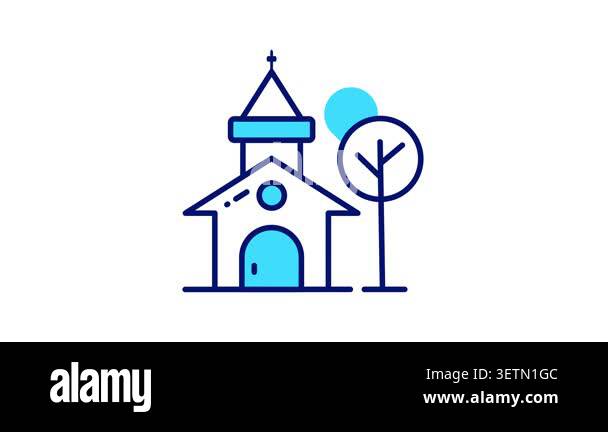 A christianity house vector flat style, church animated icon trendy ...