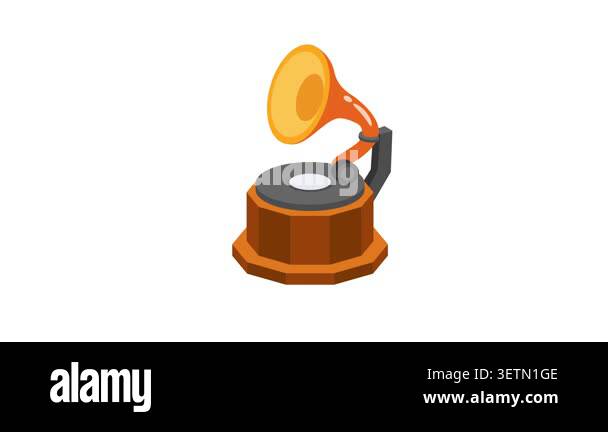An editable 3d style animated icon showing old gramophone Stock Video ...