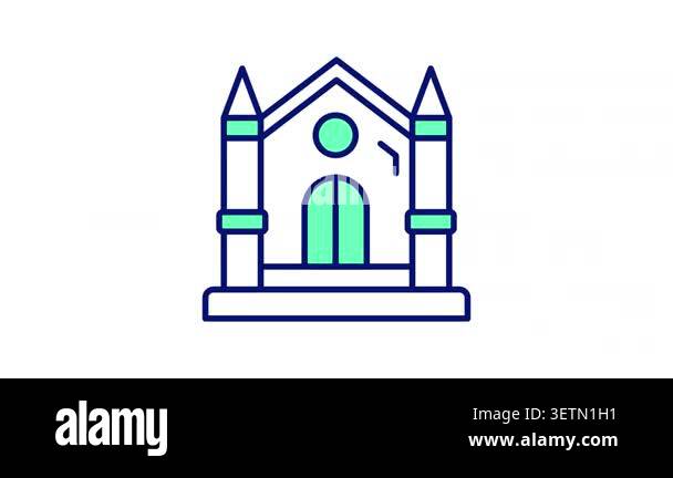 A christianity house vector flat style, church animated icon trendy ...