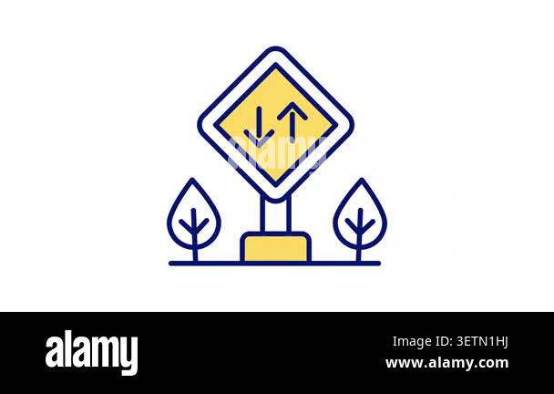 Two way traffic signs animated icon, ready for premium use Stock Video ...