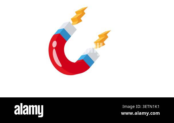 A 2d style animated icon showing magnet attraction experiment Stock ...