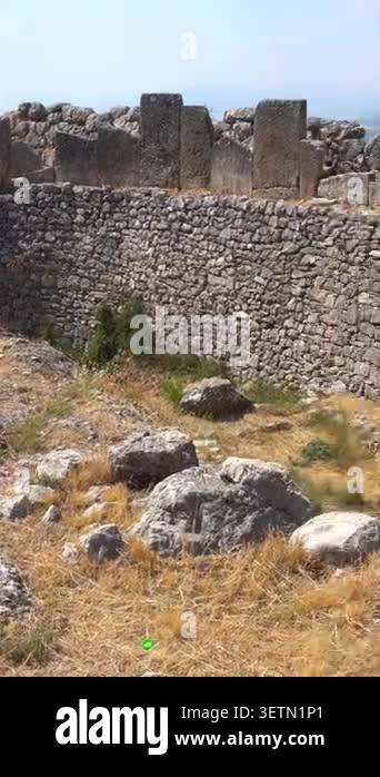 Ancient stone ruins of Grave Circle A at the citadel of Mycenae in ...