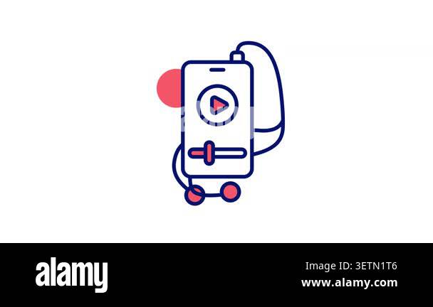 Mobile video music with handsfree, amazing animated icon of mobile ...