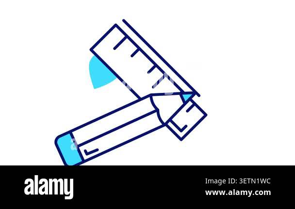 Pencil and ruler denoting drawing tool animated vector design in trendy ...
