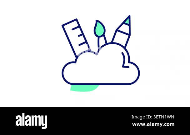 Painting tools with cloud concept animated vector of cloud painting ...