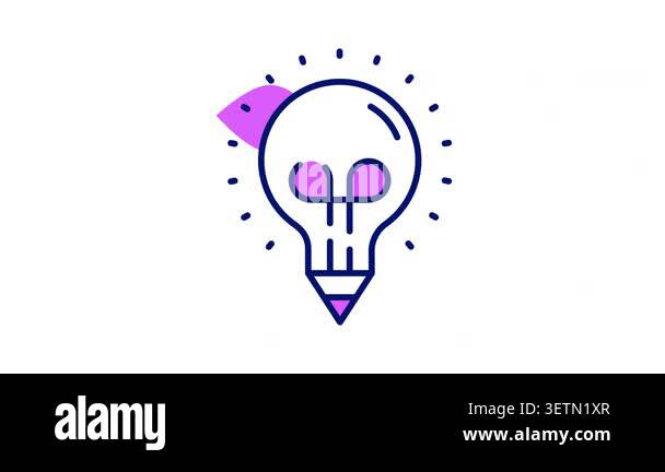 Light bulb with pencil denoting concept animated icon of creative ...