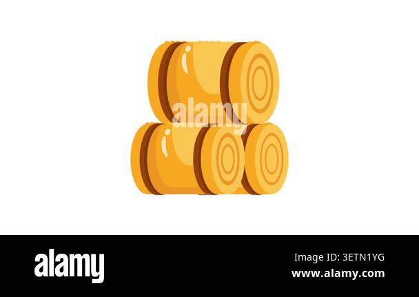 A modern 3d style animated icon showing hay bales Stock Video Footage ...