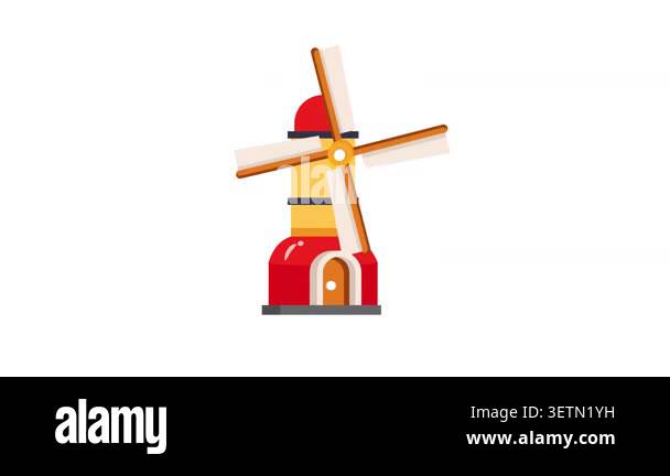 An editable animated icon of farmhouse windmill in 3d style Stock Video ...