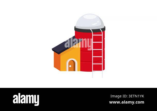 Grab this amazing 3d animated icon of farm silo storage Stock Video ...