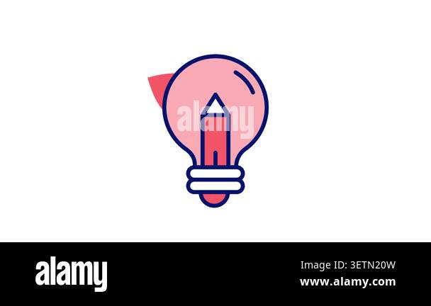Light bulb with pencil denoting concept animated icon of creative ...