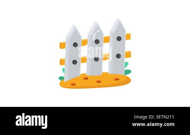 Ready to use 3d animated icon of wooden garden fence Stock Video ...