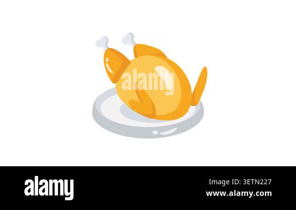 An animated icon of roasted chicken plate designed in 3d style Stock ...