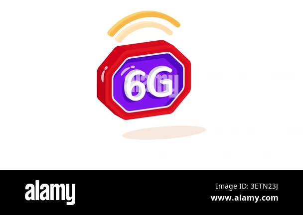A captivating 3d style animated icon showing 6g technology connection ...