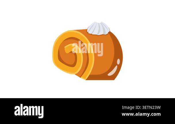 A customizable 3d style animated icon of cream roll pastry Stock Video ...