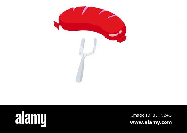Latest 3d style animated icon showing a sausage on fork Stock Video ...