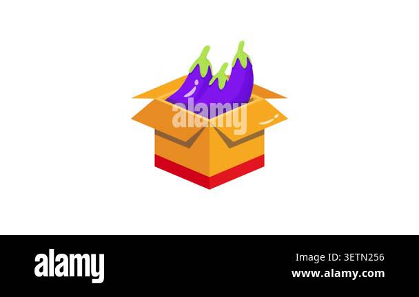 Grab this amazing 3d animated icon of eggplant box Stock Video Footage ...