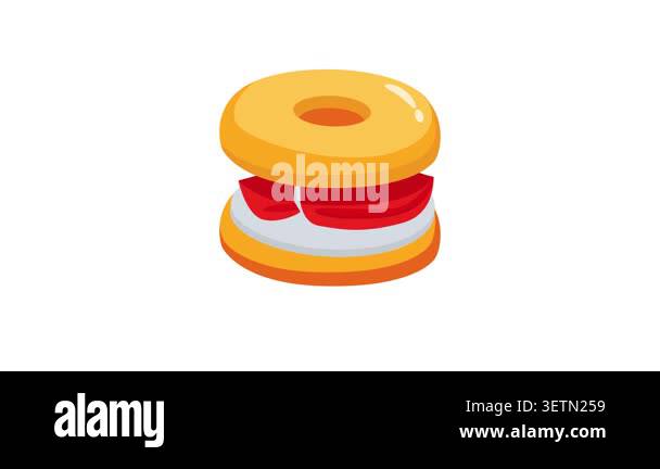 A 3d style animated icon of bagel bun breakfast Stock Video Footage - Alamy